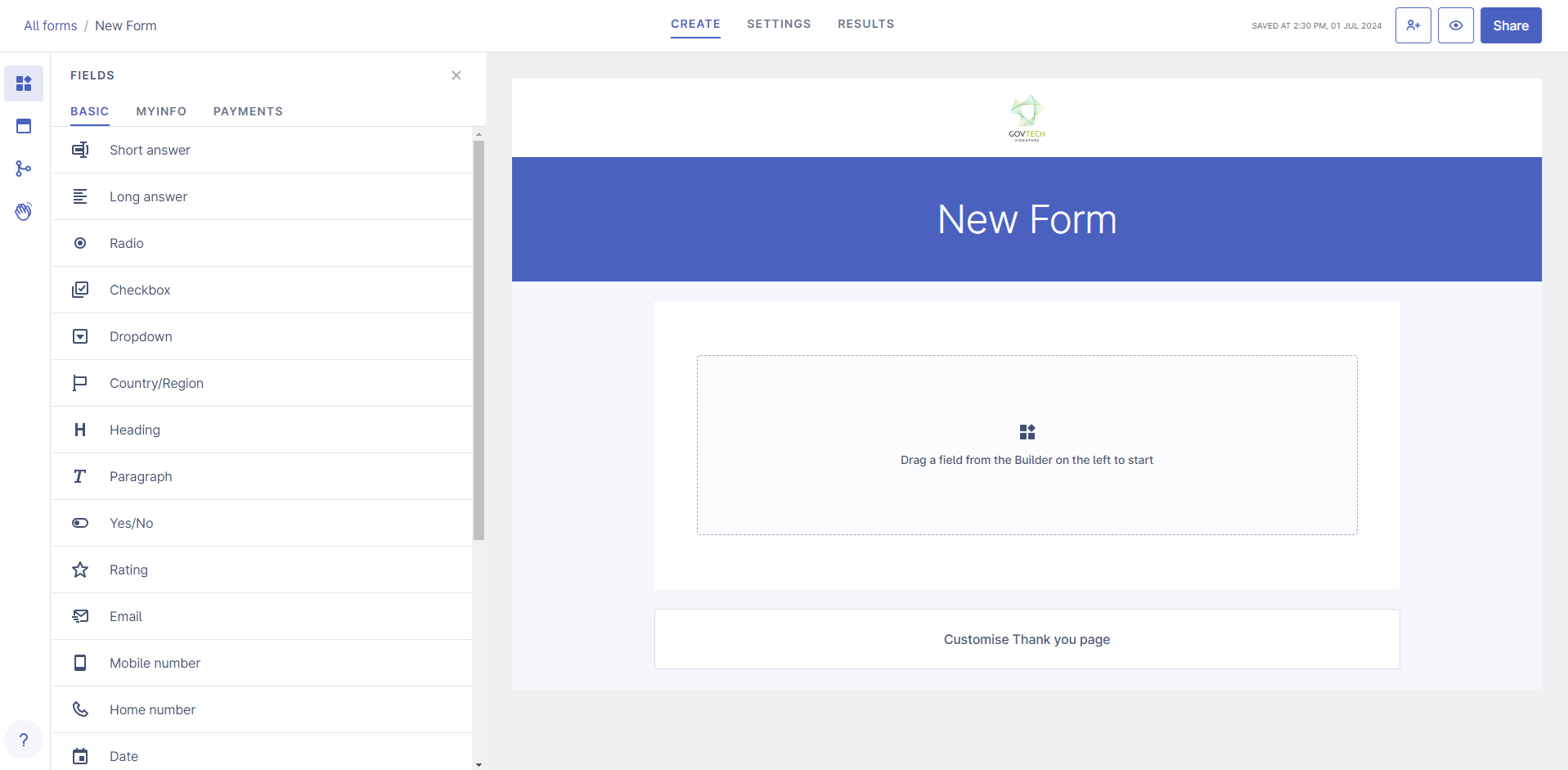 FormSG | Singapore Government Developer Portal
